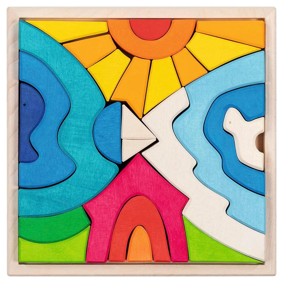 Goki evolution Wooden Landscap Puzzle Building Set | Eco-friendly Toys ...