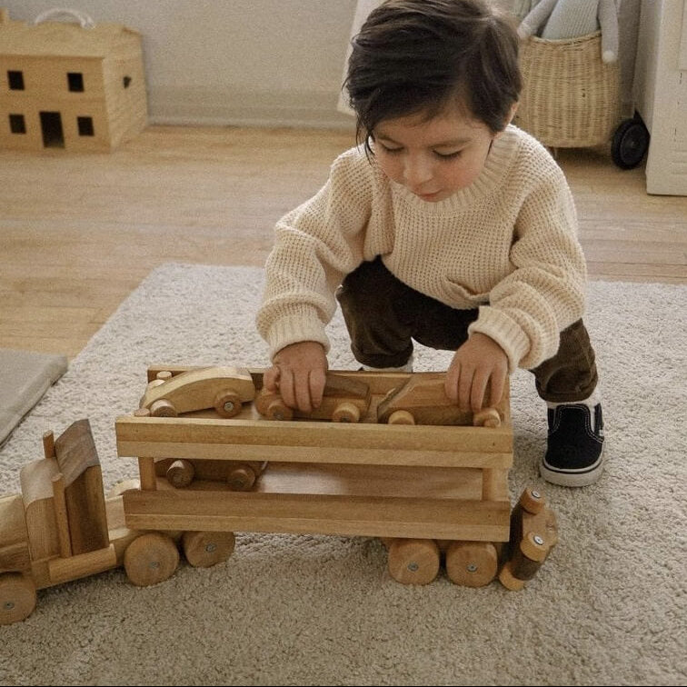 Natural Wooden Car Trasport Truck | Qtoys Quality Eco-friendly Toys ...